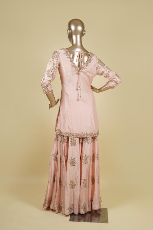Pink Sharara set embellished with Zari, Dabka and Sequin work– Frontier ...