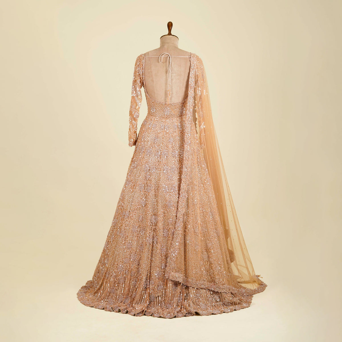 Dusty Gold Gown embellished with Sequins, Cut dana and Bead work ...